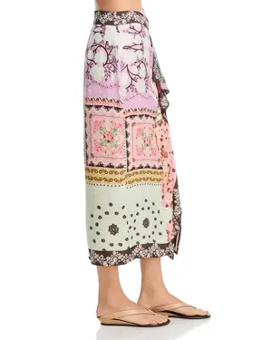Aqua Ruffle Wrap Maxi Skirt