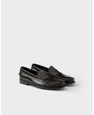 Prada Brushed Leather Loafers - Sienna