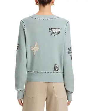 Sea Winslow Long Sleeve Cardigan With Embroidered Wildlife Motifs