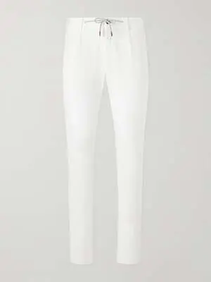 Eleventy Straight-leg Cotton-blend Trousers - White
