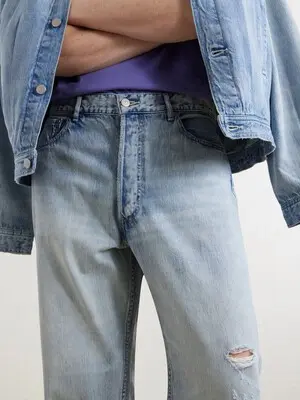 Auralee Wide-leg Faded Denim Jeans