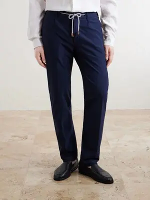 Eleventy Straight-leg Cotton-blend Trousers