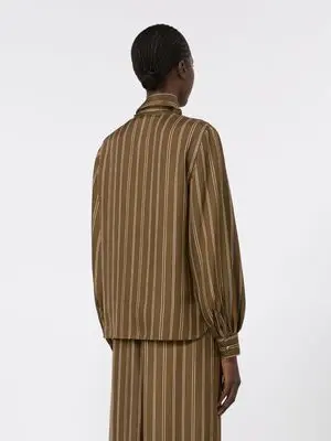 Max Mara Striped Silk Blouse With Neck Tie