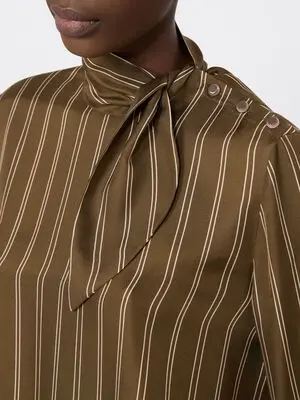 Max Mara Striped Silk Blouse With Neck Tie
