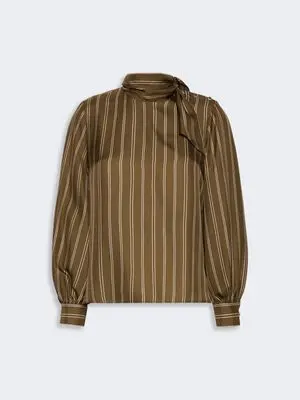 Max Mara Striped Silk Blouse With Neck Tie