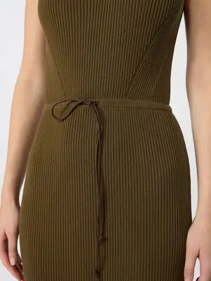 Max Mara Rib-knit V-neck Sleeveless Midi Dress