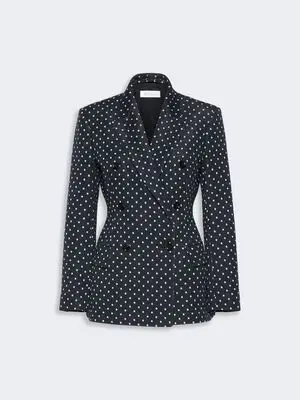 Max Mara Double-breasted Polka Dot Jersey Blazer