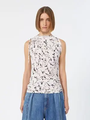 Max Mara Draped Viscose Jersey Asymmetrical Top