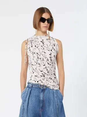 Max Mara Draped Viscose Jersey Asymmetrical Top