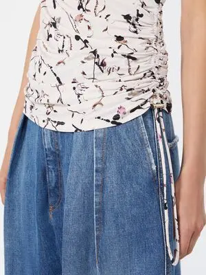Max Mara Draped Viscose Jersey Asymmetrical Top