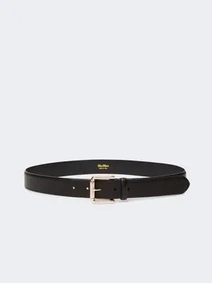 Max Mara Leather Belt With Monogram Detail - Black