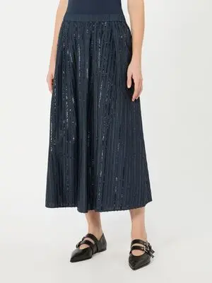Max Mara Sequin-embroidered Cotton Midi Skirt