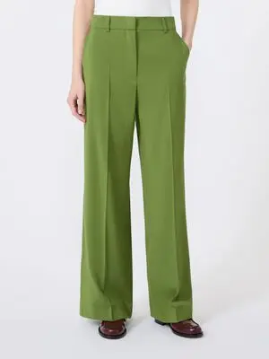 Max Mara Stretch Wool Palazzo Trousers - Green