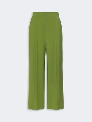 Max Mara Stretch Wool Palazzo Trousers - Green
