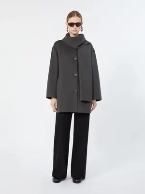 Max Mara Short Wool Coat With Scarf