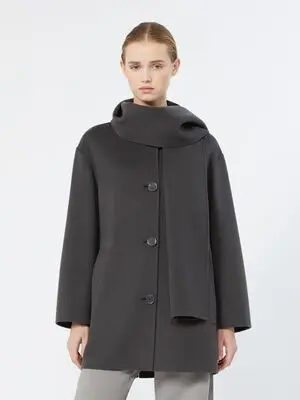 Max Mara Short Wool Coat With Scarf