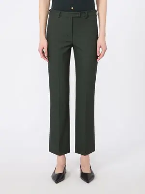 Max Mara Stretch Cotton-blend Trousers With Flared Hem - Green