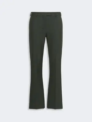 Max Mara Stretch Cotton-blend Trousers With Flared Hem - Green