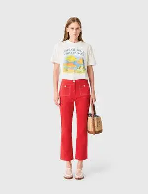Maje High-waisted Straight-leg Capri Trousers