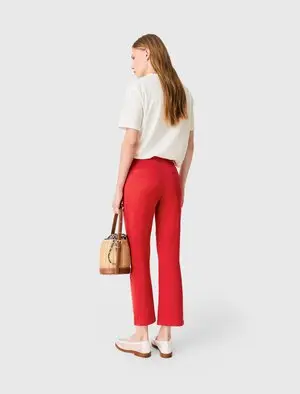 Maje High-waisted Straight-leg Capri Trousers