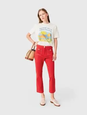 Maje High-waisted Straight-leg Capri Trousers