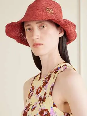 Ruslan Baginskiy Monogram Straw Bucket Hat