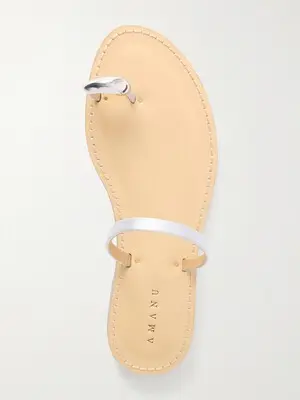 AMANU The Kibera Embellished Satin And Leather Sandals - Blue