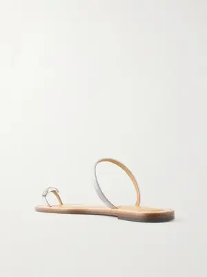 AMANU The Kibera Embellished Satin And Leather Sandals - Blue