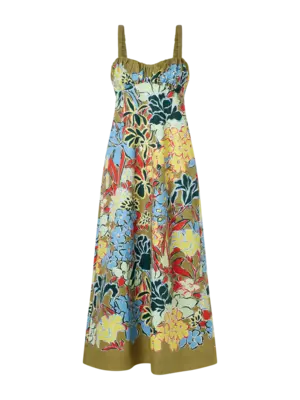 ALEMAIS ALÉMAIS Solstice Floral-Print Organic Cotton-Poplin Midi Dress Multi