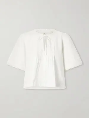 SKALL STUDIO Freesia Pleated Organic Cotton Shirt With Lace Trim - White