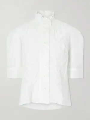 Thierry Colson Vita Ruffled Pleated Cotton-gauze Shirt - Neutrals