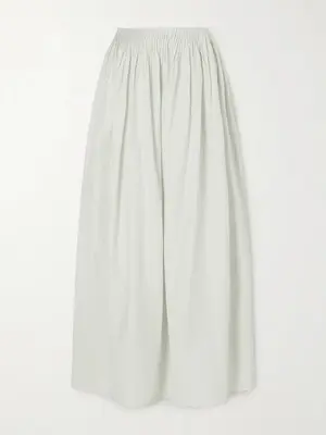 Loulou De Saison Naya Gathered Cotton And Silk-blend Maxi Skirt - Green