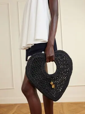 Jacquemus Le Spiaggia Coeur Embellished Raffia Tote
