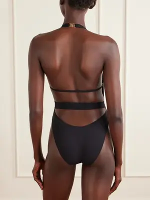 Dolce & Gabbana Logo Embellished Plunge One-piece