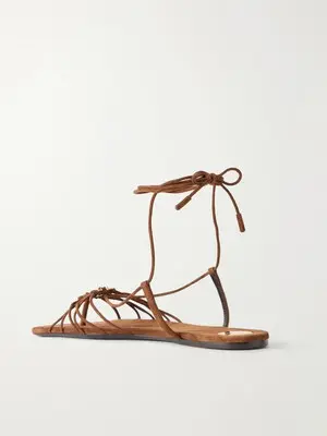 Saint Laurent Babylone Suede Lace-up Sandals - Brown