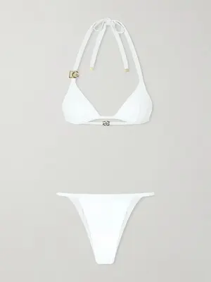 Dolce & Gabbana Logo-embellished Stretch Jersey Bikini - White