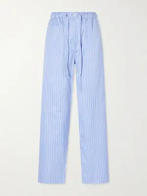 TEKLA Striped Organic Cotton-poplin Pajama Pants - Blue