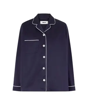 TEKLA Organic Cotton Pajama Shirt - Blue