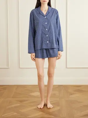 TEKLA Checked Organic Cotton Shorts