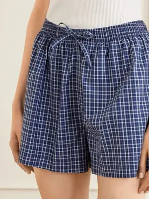 TEKLA Checked Organic Cotton Shorts