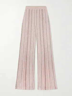 Missoni Striped Metallic Crochet-knit Wide-leg Pants - Multi