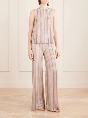 Missoni Striped Metallic Crochet-knit Wide-leg Pants