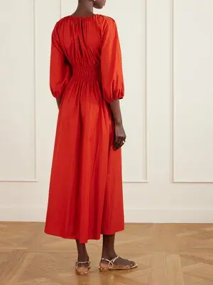 Matteau Shir Organic Cotton-poplin Maxi Dress - Red