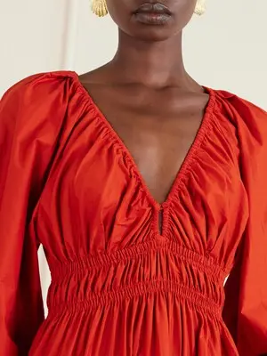 Matteau Shir Organic Cotton-poplin Maxi Dress - Red