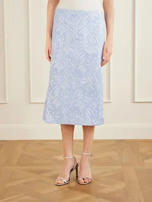 Tory Burch Metallic Jacquard-knit Midi Skirt - Blue