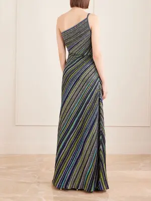 Missoni One-shoulder Striped Metallic Crochet-knit Maxi Dress - Multi
