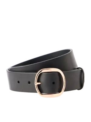 Gabriela Hearst Elster Leather Belt With Rose Gold Tone Buckle - Black