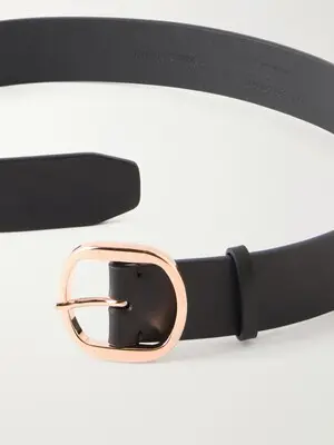 Gabriela Hearst Elster Leather Belt With Rose Gold Tone Buckle - Black
