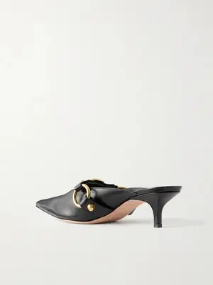 Balenciaga City Embellished Leather Mules - Black