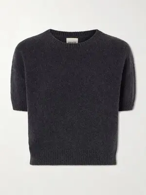 Khaite KHAITE Golden Cropped Cashmere Sweater Gray